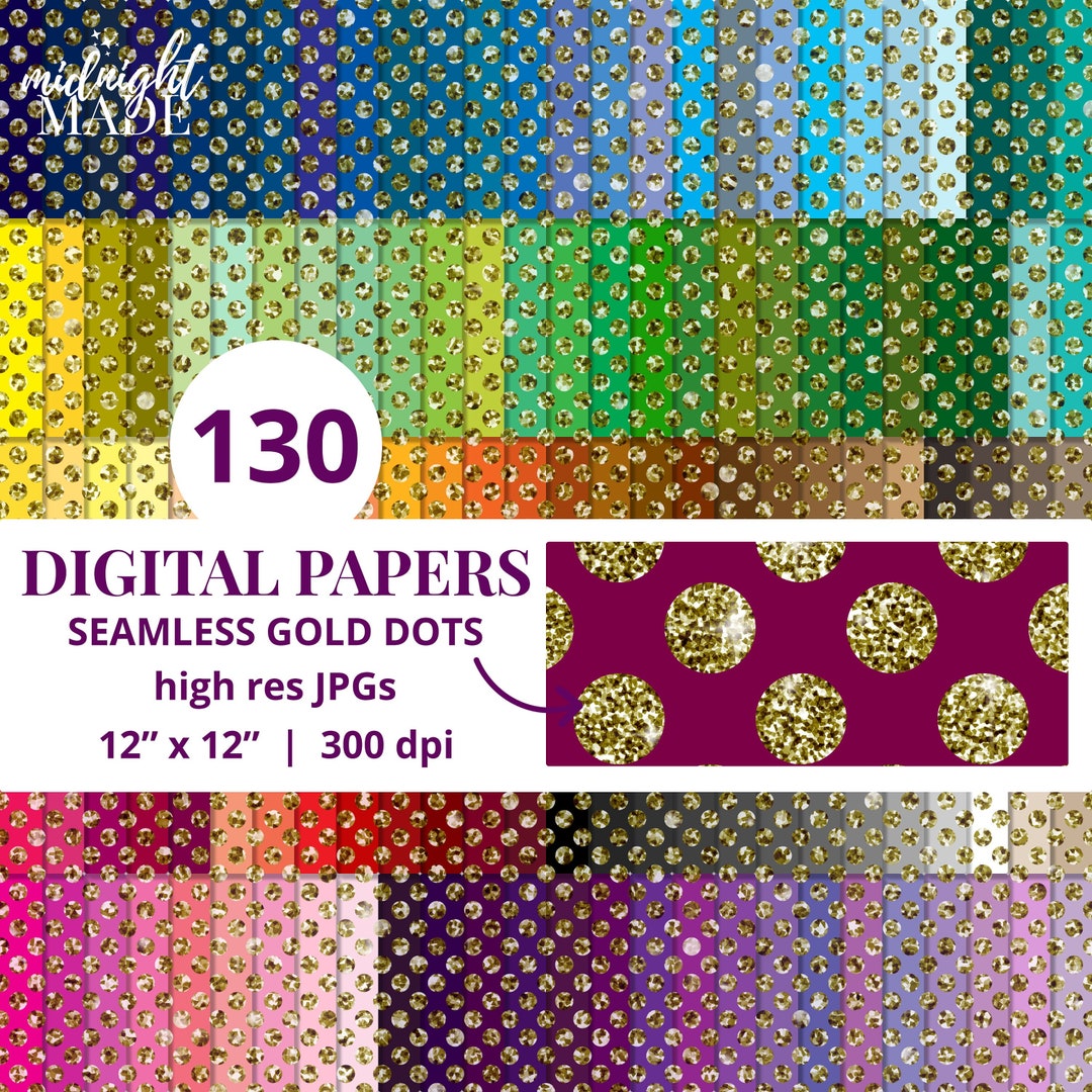 Gold Glitter Medium Circles Polka Dot Repeating Seamless Pattern ...