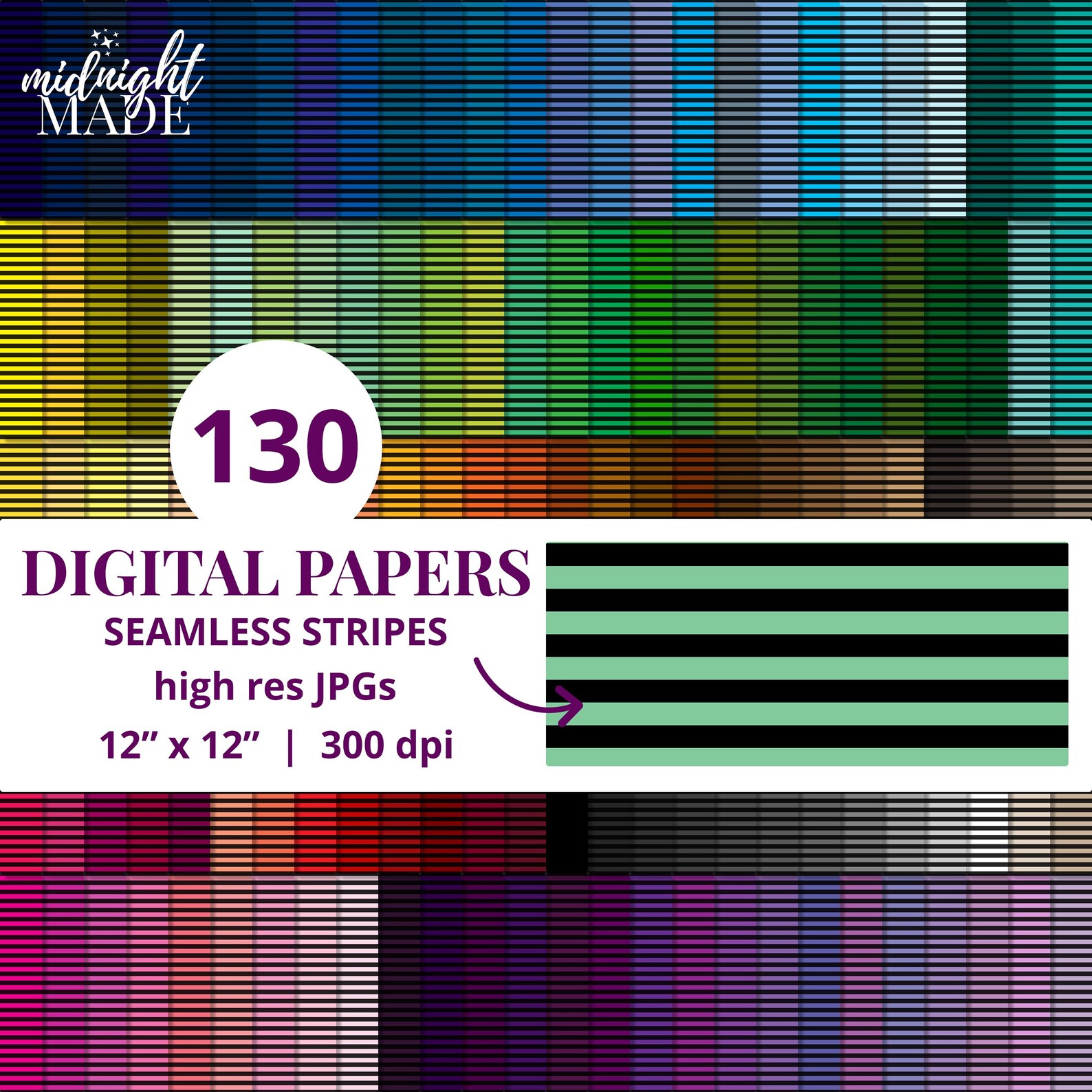Black Stripes Digital Paper Pack Commercial Use Rainbow Small - Etsy