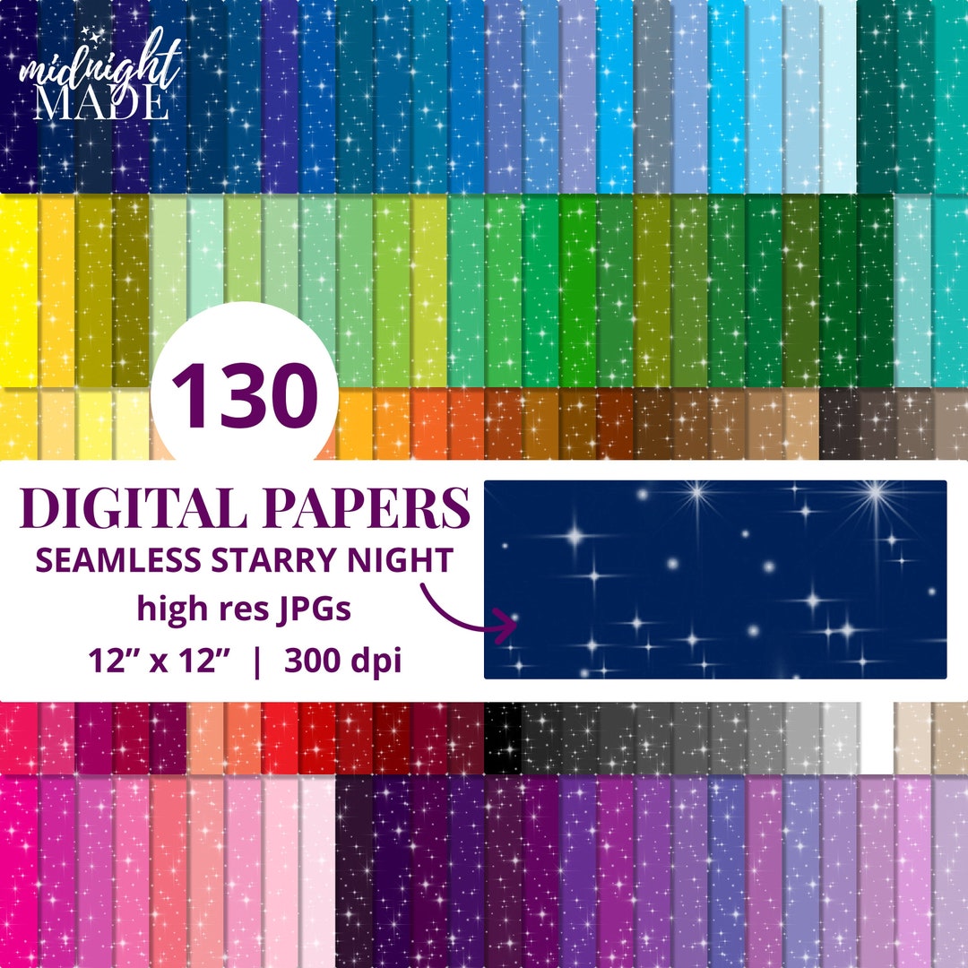 Celestial Night Star Repeating Seamless Pattern Background Digital ...