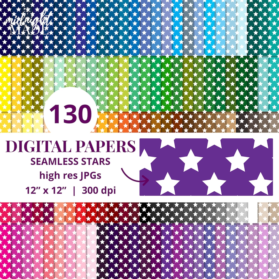 Medium White Stars Repeating Seamless Pattern Background Digital Paper ...
