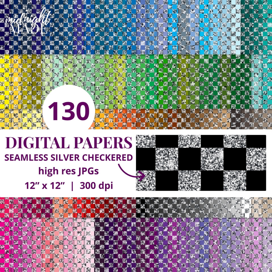 Square Check Silver Glitter Checkered Repeating Seamless Pattern ...