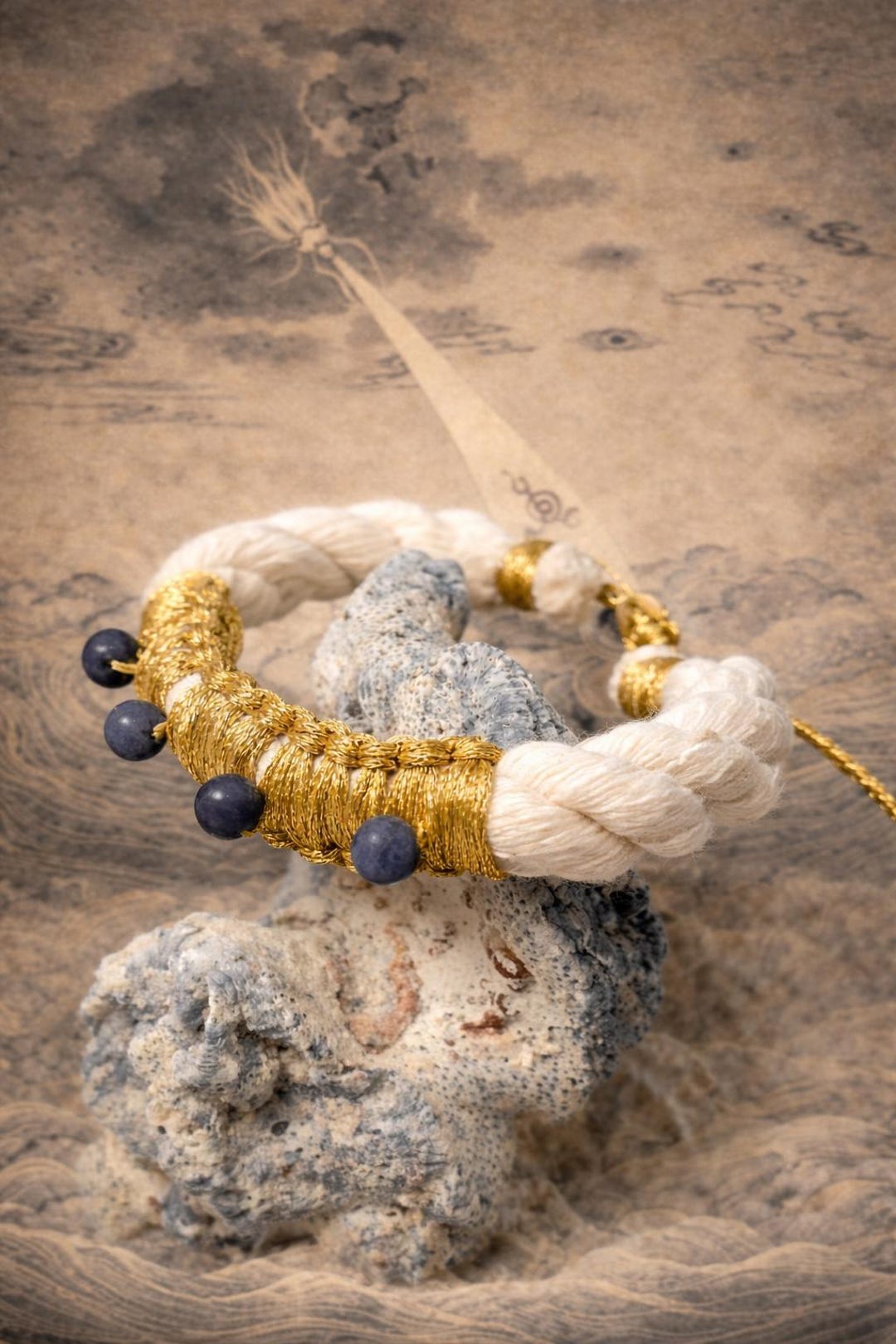 Caerula Organic Cotton and Lapis-lazuli Bracelet - Handmade, No Metals ...