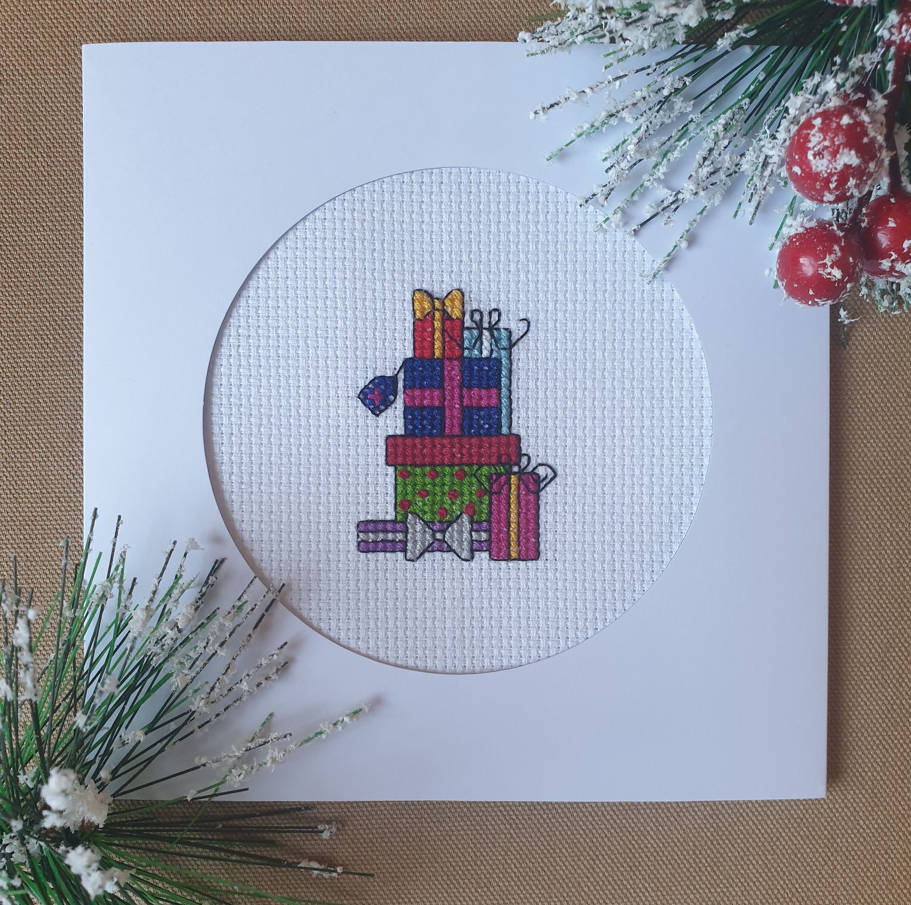 Trio of Christmas Present Cards Cross Stitch Pattern Instant - Etsy