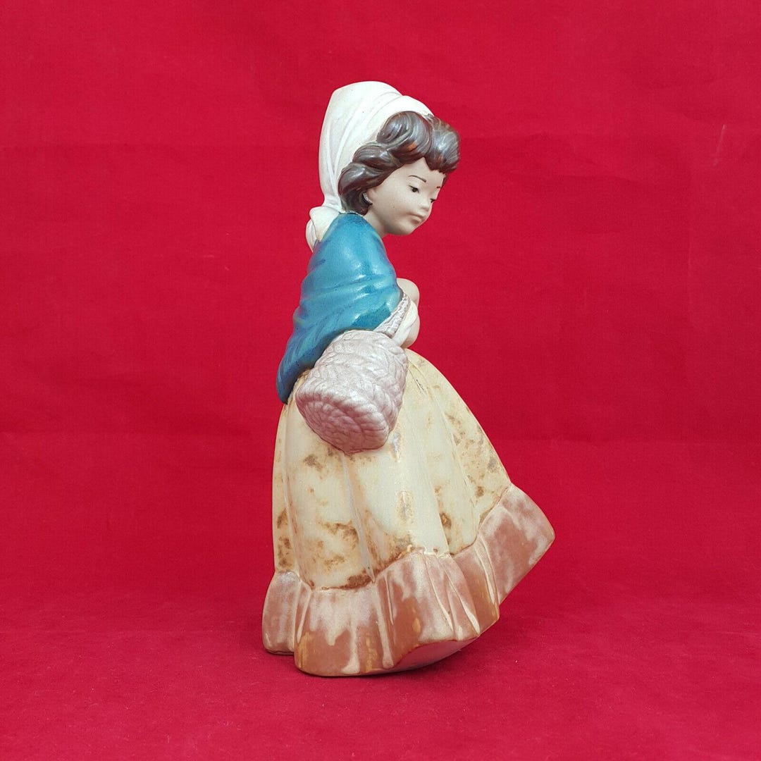 Lladro Figurine Model Number 2093 Girl With Basket gres Finish 0135 L/N ...