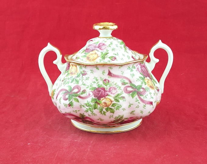 Royal Albert Old Country Roses Sugar Bowl Ruby Celebration Pink Chintz ...