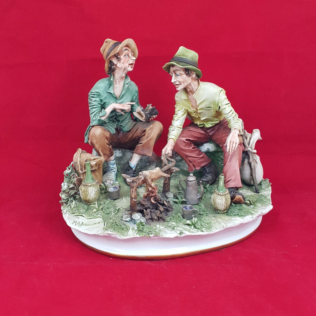 Capodimonte Group Figure Tramps Doing Barbeque heavy - Etsy