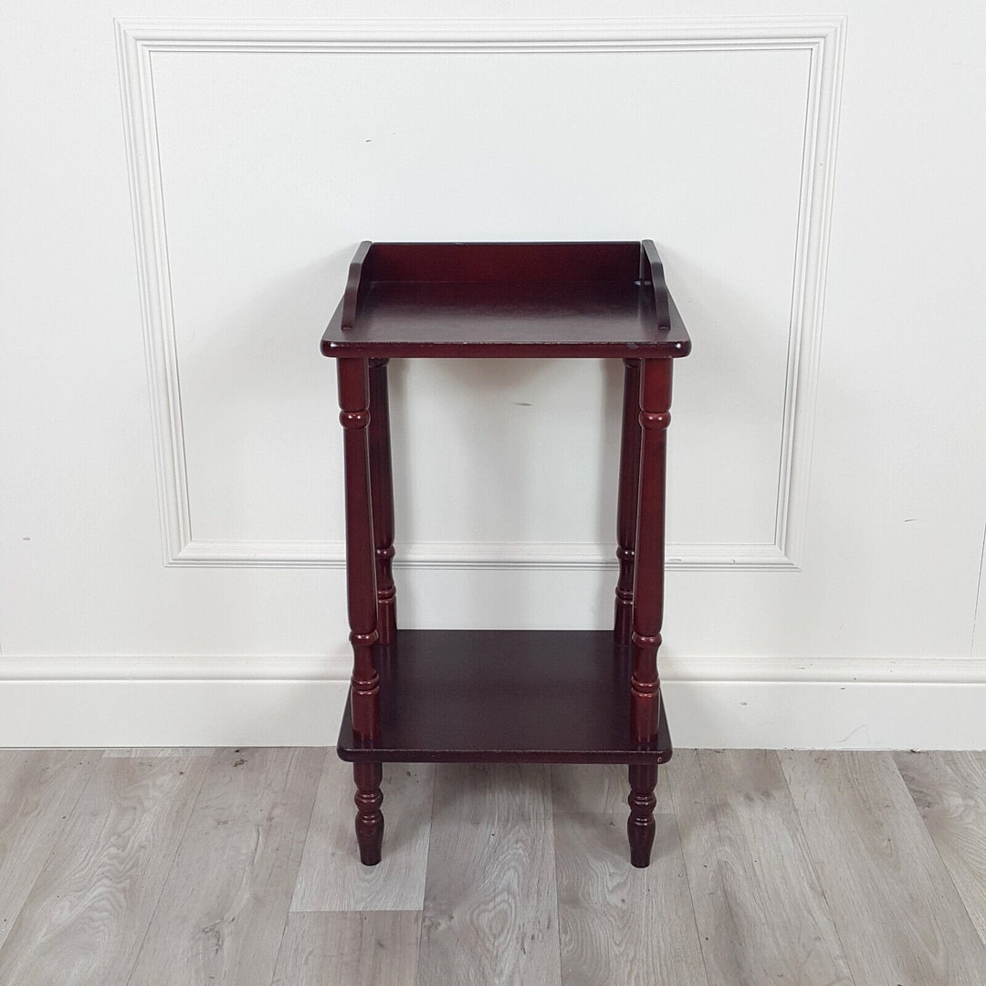 Vintage Dark Wooden Red Two Tier Side Table F328 - Etsy