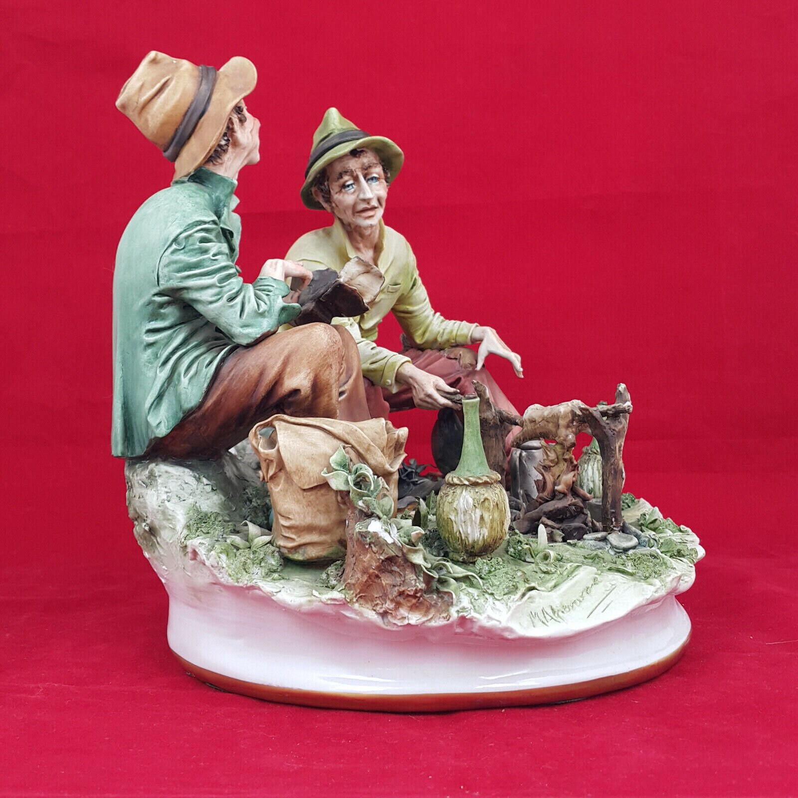 Capodimonte Group Figure Tramps Doing Barbeque heavy - Etsy