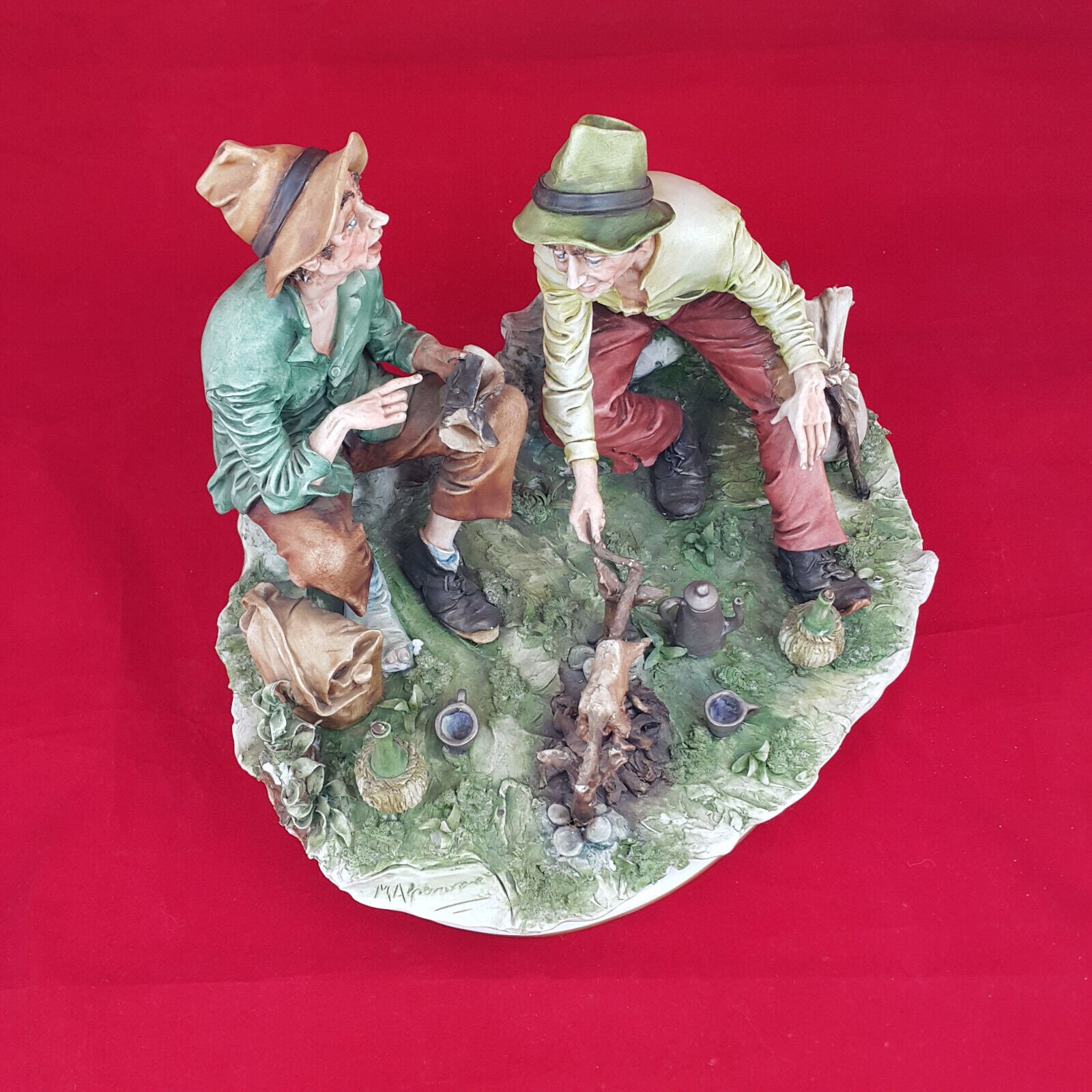 Capodimonte Group Figure Tramps Doing Barbeque heavy - Etsy