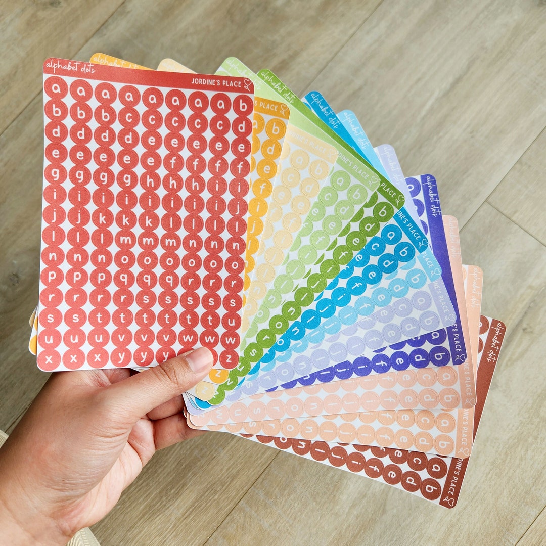 Alphabet Dot Sticker Sheet 12 Color Options Stickers for Bullet Journal ...