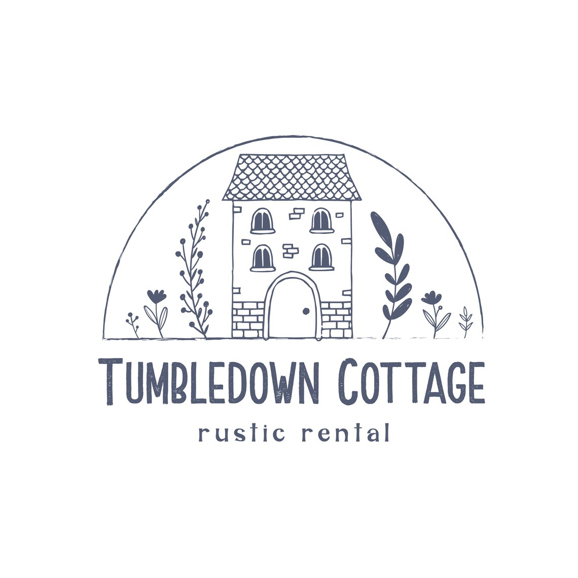 Premade Hand Drawn Cottage Rental Logo | Holiday Cottage Logo | Luxury ...