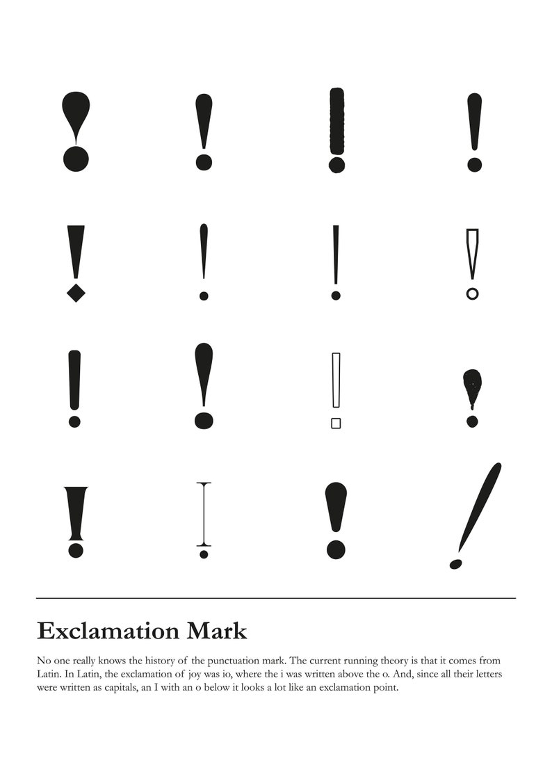 Printable Office Wall Art Punctuation Poster, Exclamation Mark A4 - Etsy