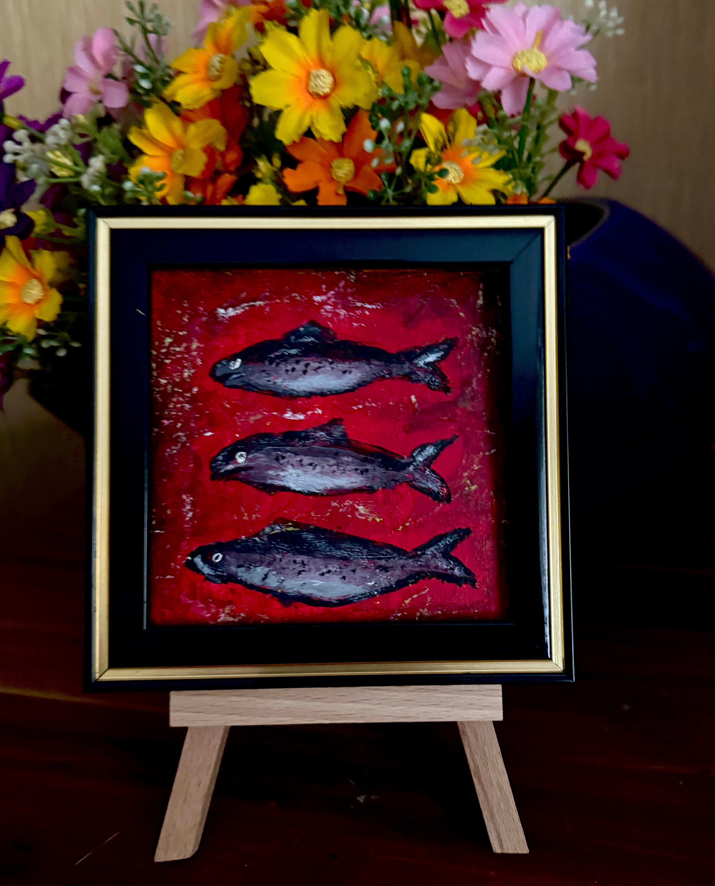 Sardine Fish Painting on Board Fish Acrylic Original Art Wall Decor ...