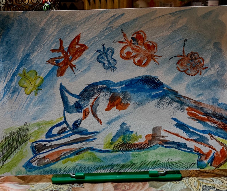 Cat Euphoria Painting Original Art Watercolor Painting A4 - Etsy