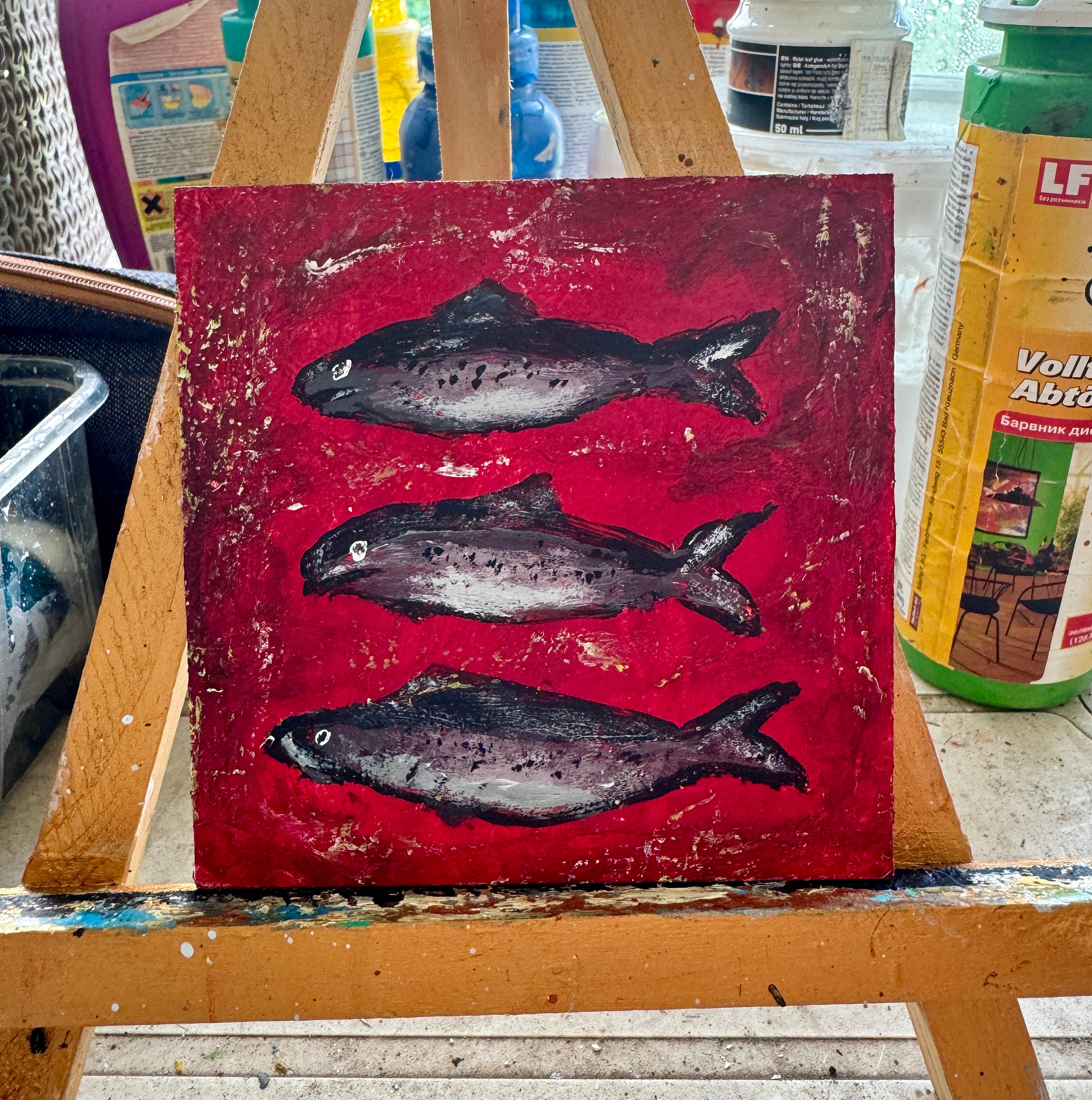 Sardine Fish Painting on Board Fish Acrylic Original Art Wall Decor ...