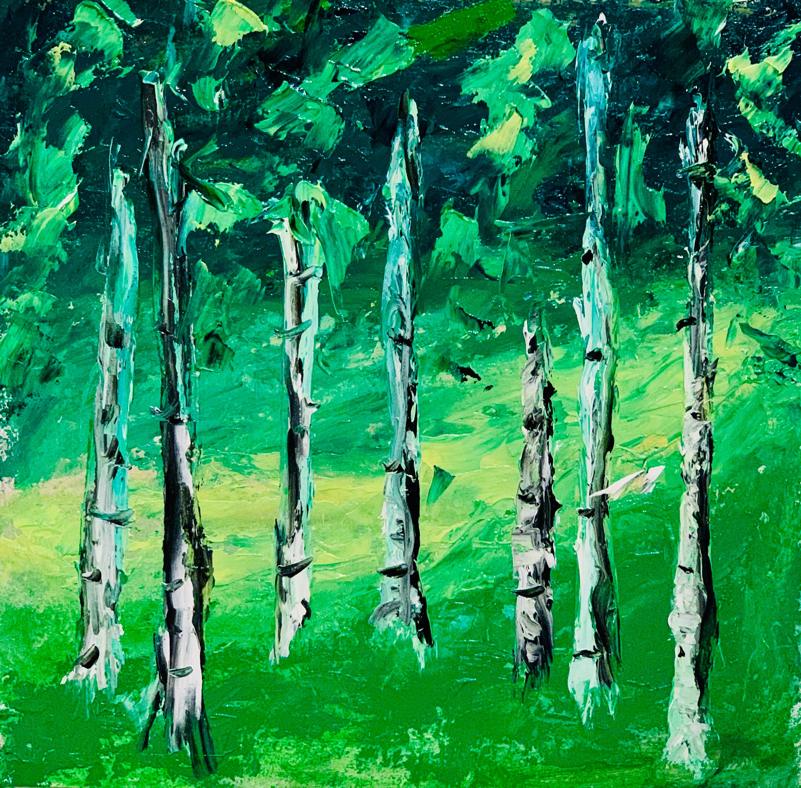 Original Oil Painting Birch Trees Abstract Painting Original | Etsy