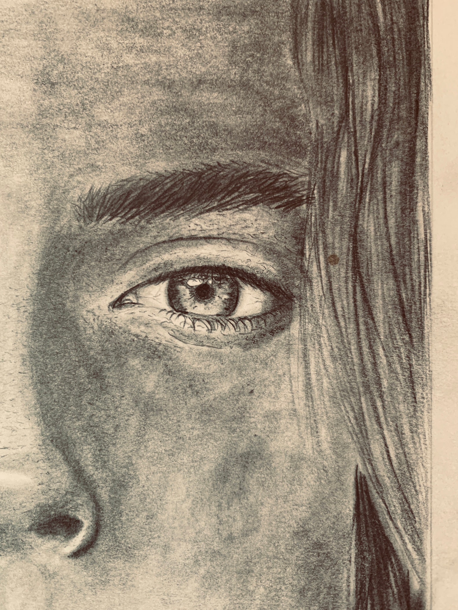 Girl's Face Graphite Pencil 9x12 Inc | Etsy