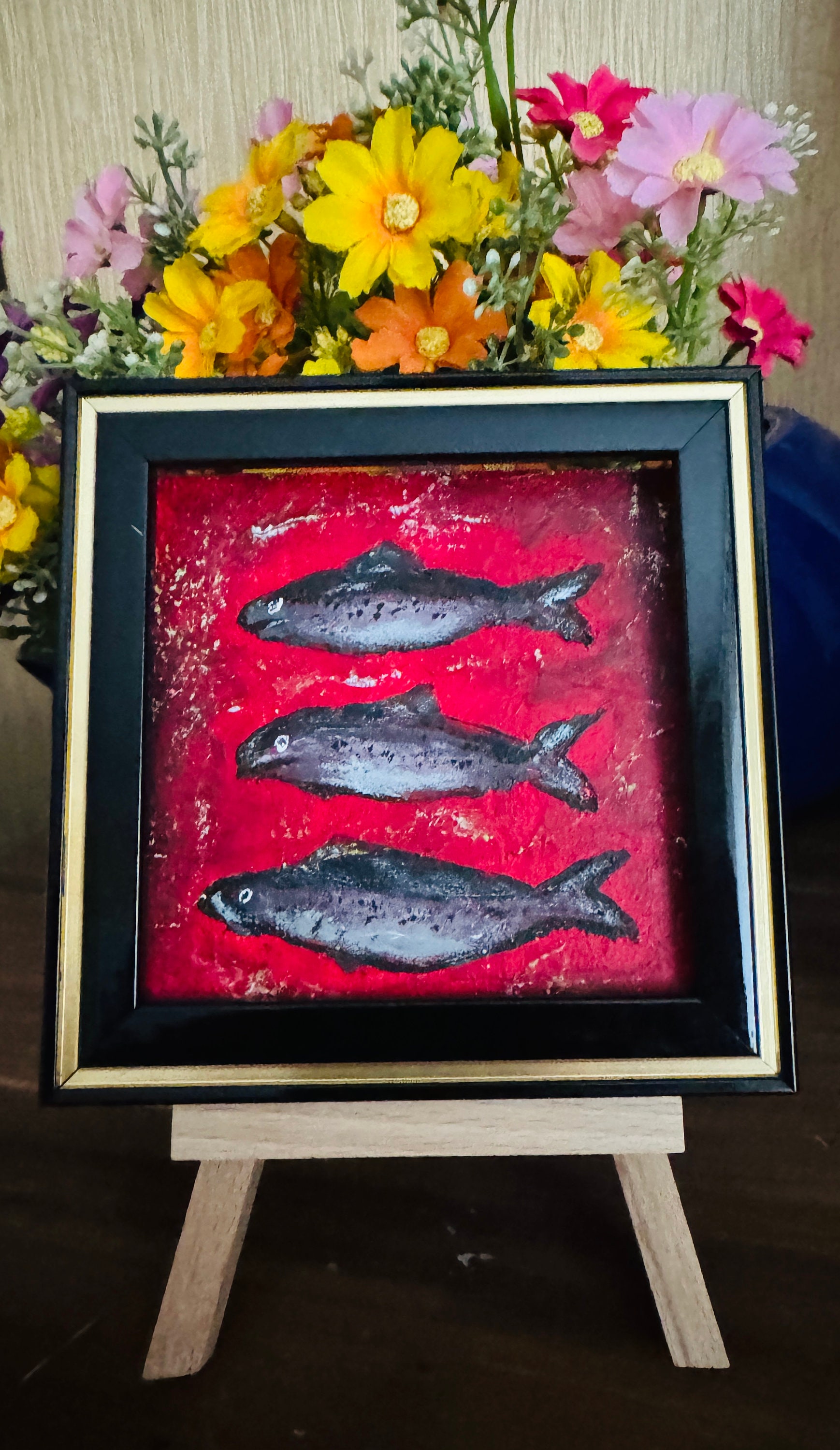 Sardine Fish Painting on Board Fish Acrylic Original Art Wall Decor ...