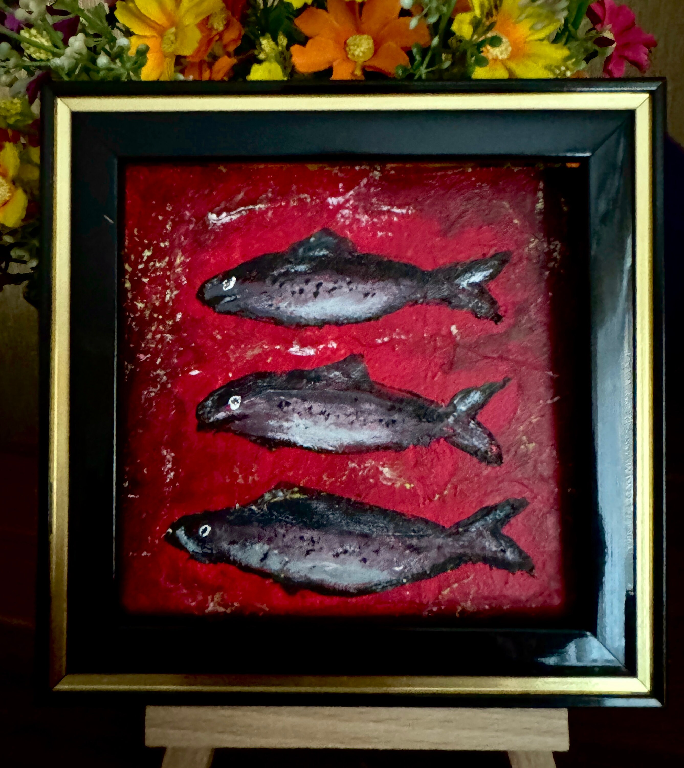 Sardine Fish Painting on Board Fish Acrylic Original Art Wall Decor ...