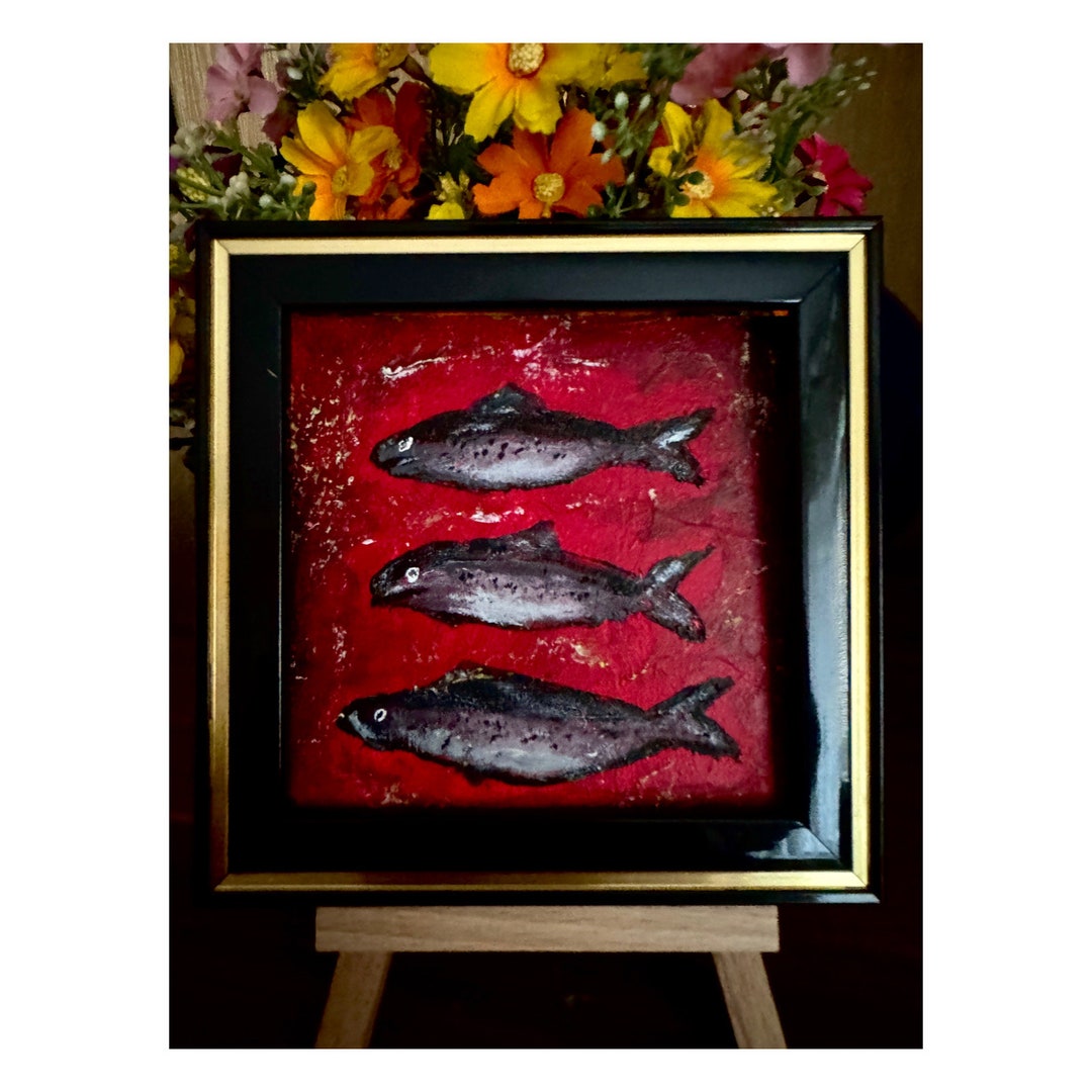 Sardine Fish Painting on Board Fish Acrylic Original Art Wall Decor ...