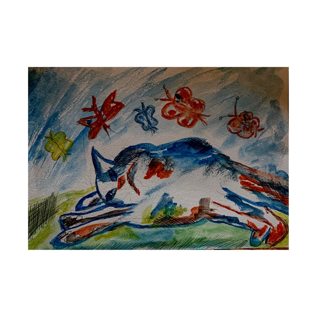 Cat Euphoria Painting Original Art Watercolor Painting A4 - Etsy