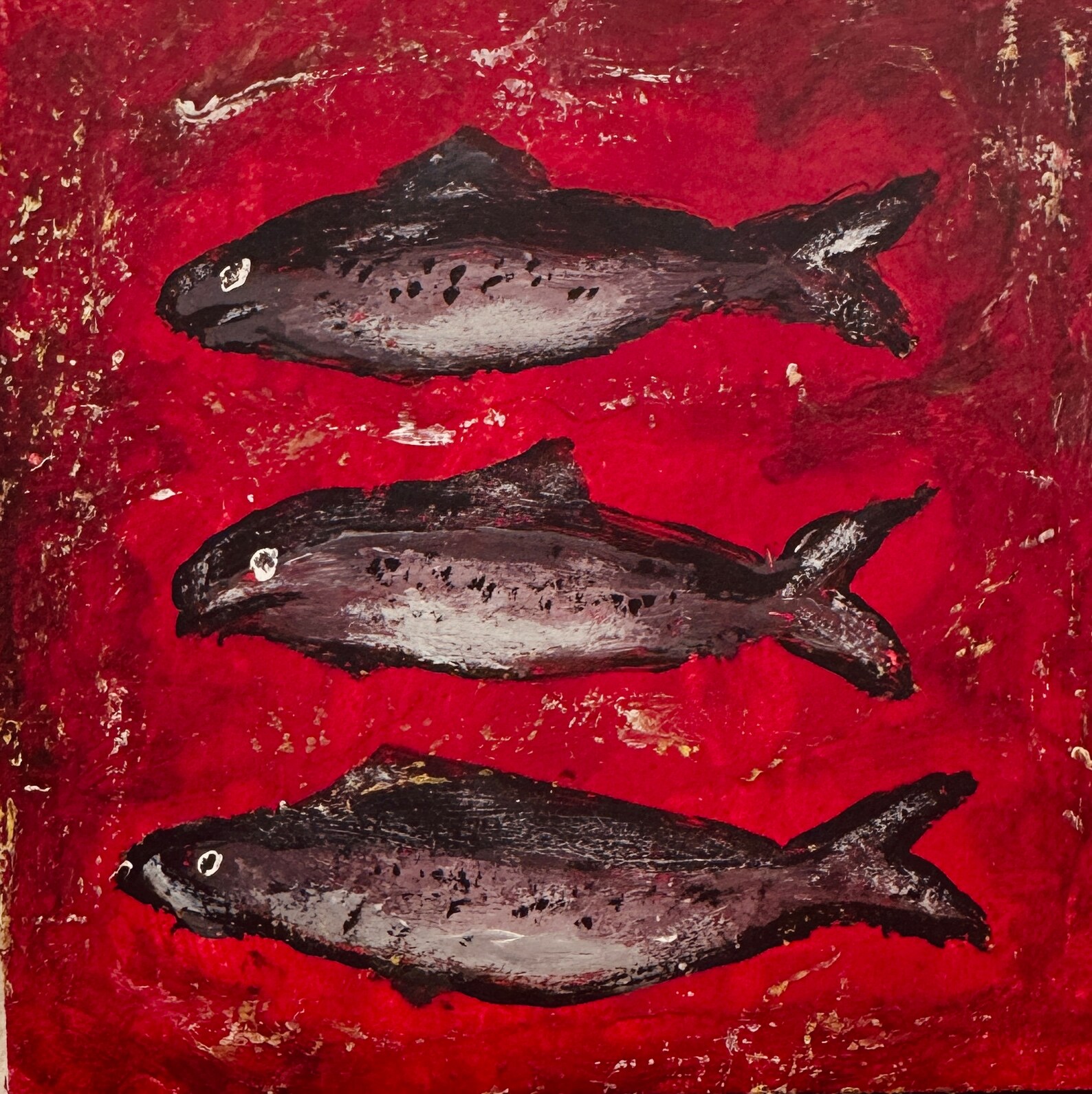 Sardine Fish Painting on Board Fish Acrylic Original Art Wall Decor ...