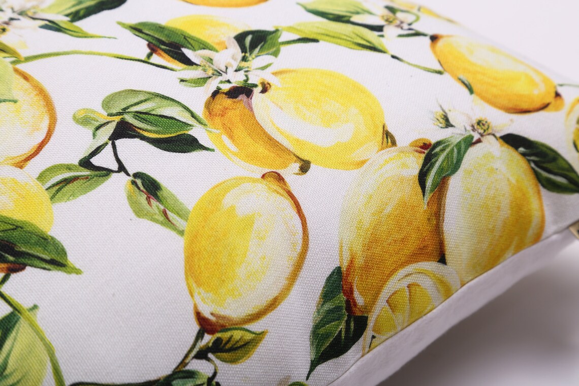 Lemons Throw Cushion Citrus Print Pillow Spanish Cotton - Etsy