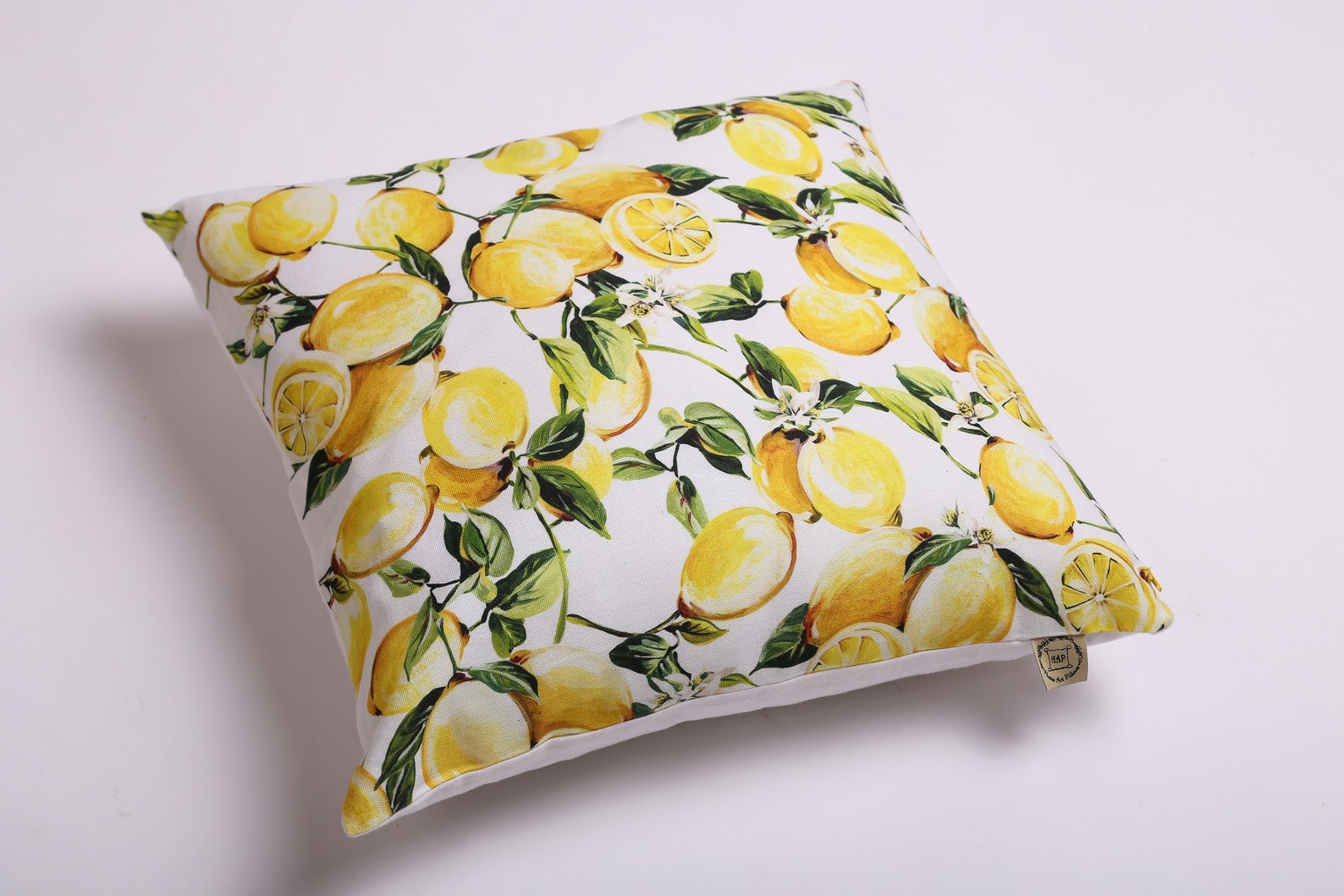 Lemons Throw Cushion, Citrus Print Pillow, Spanish Cotton Fabric ...