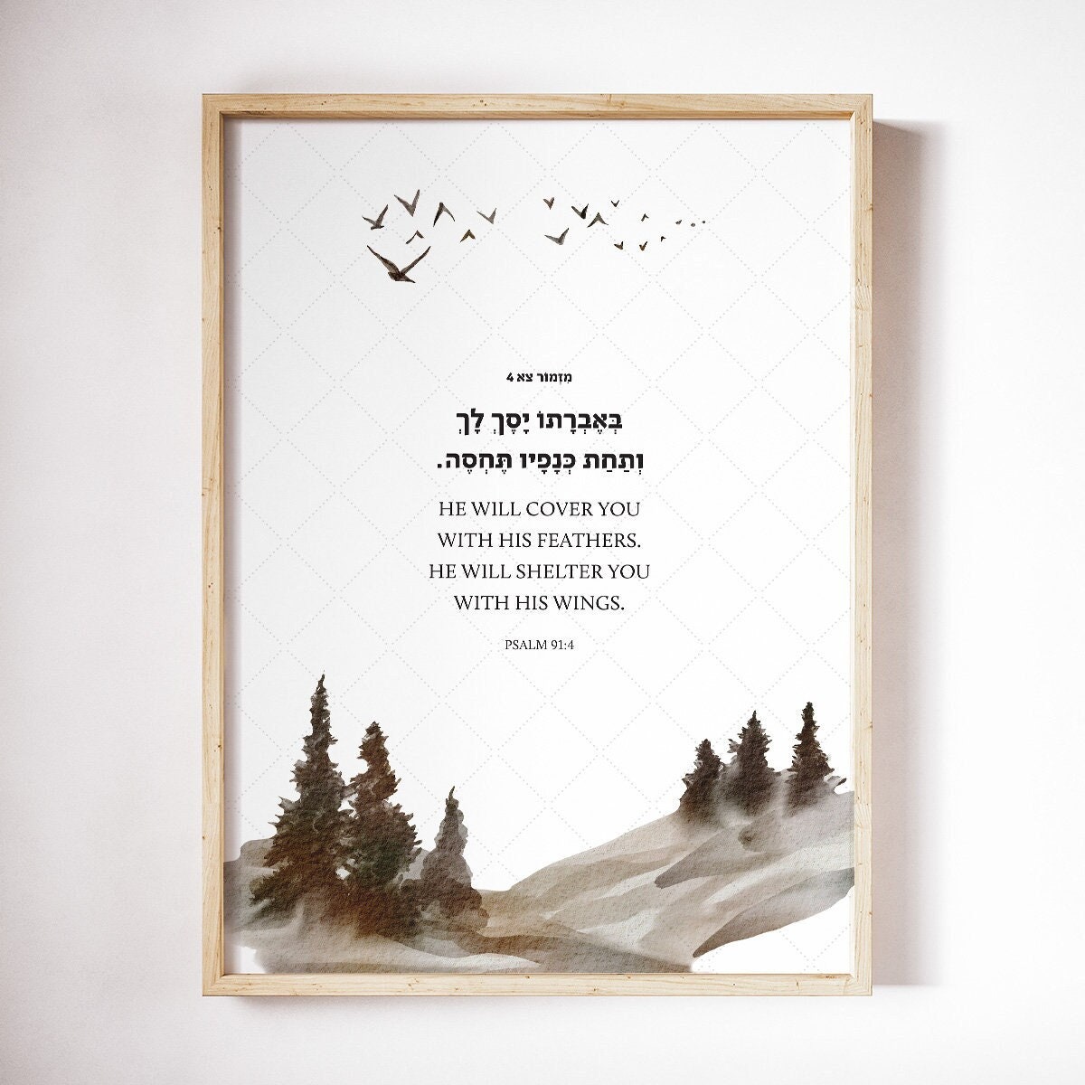 Psalm 91, Hebrew Bible Verse, Shelter, Refuge, Wings, Printable Wall ...