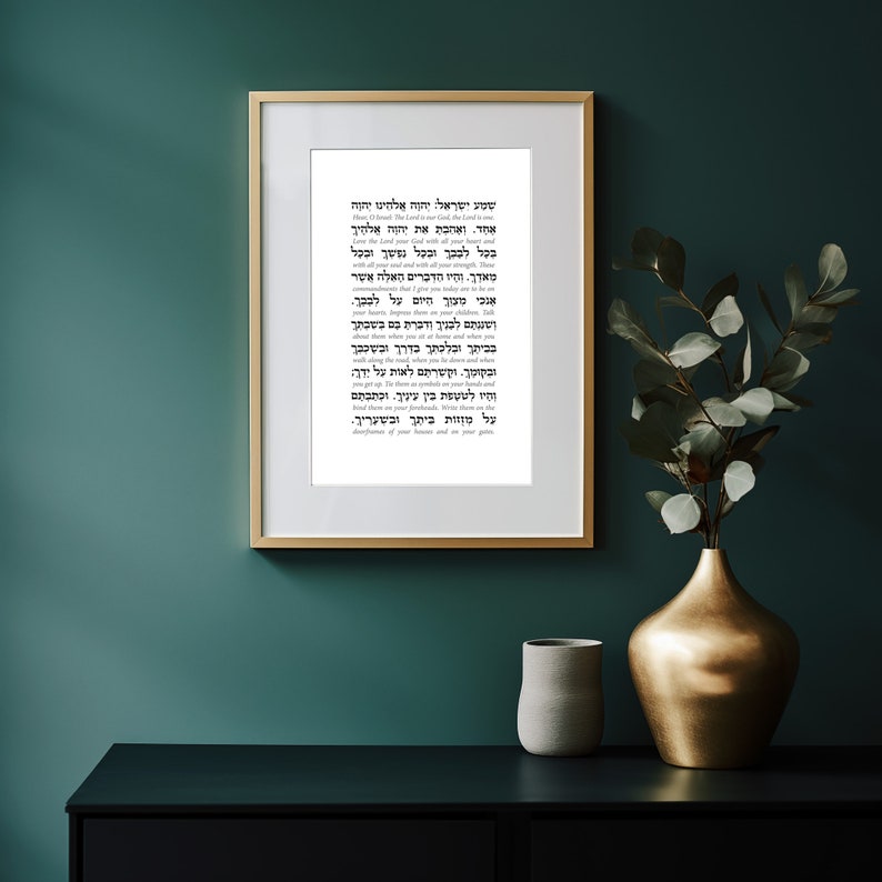 Shema Israel in Hebrew, Hear O Israel, Shema Prayer, Deuteronomy 6:4 ...