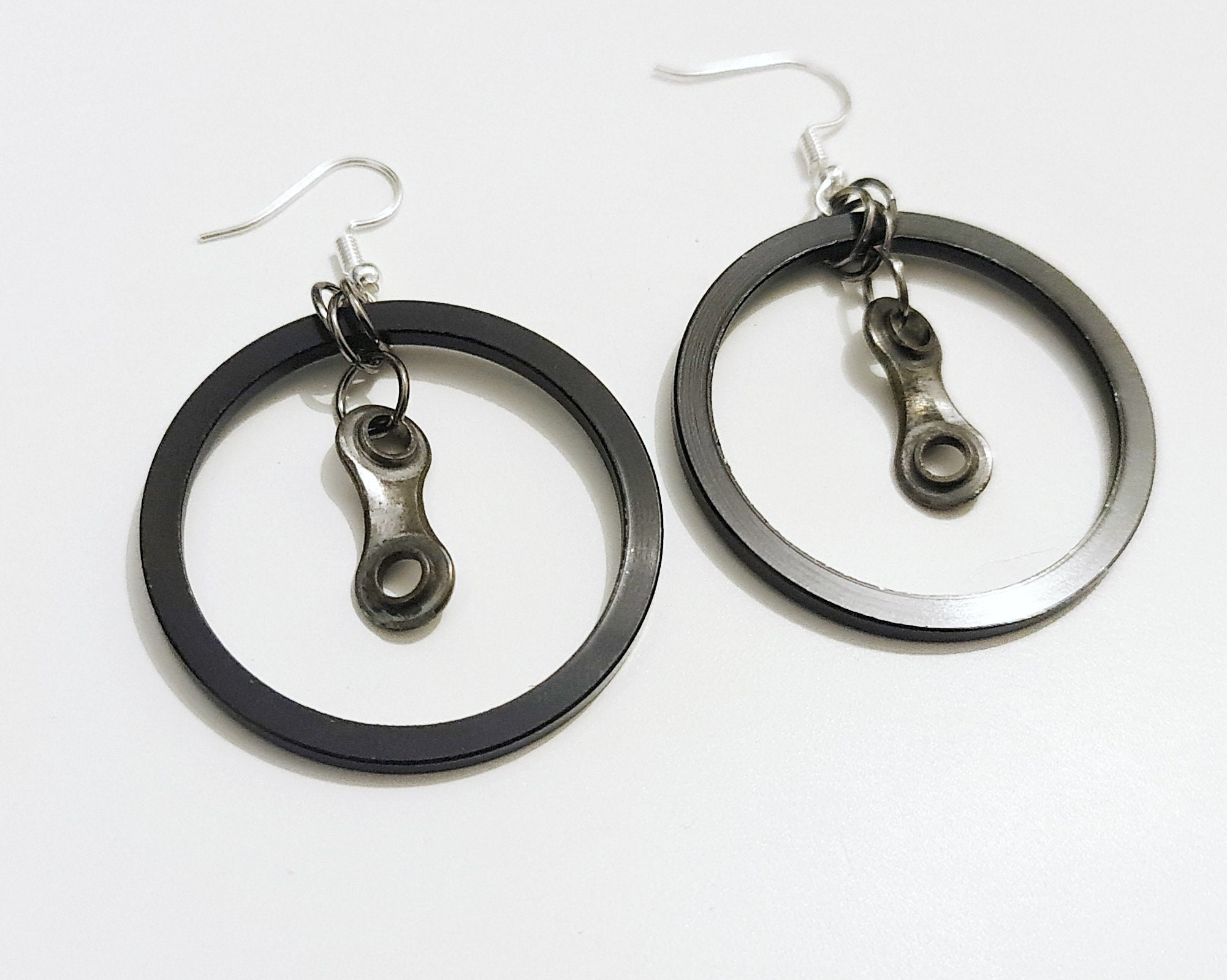 Upcycled Spacer and Twisted Chain Earrings Aluminium Cassette Spacer ...