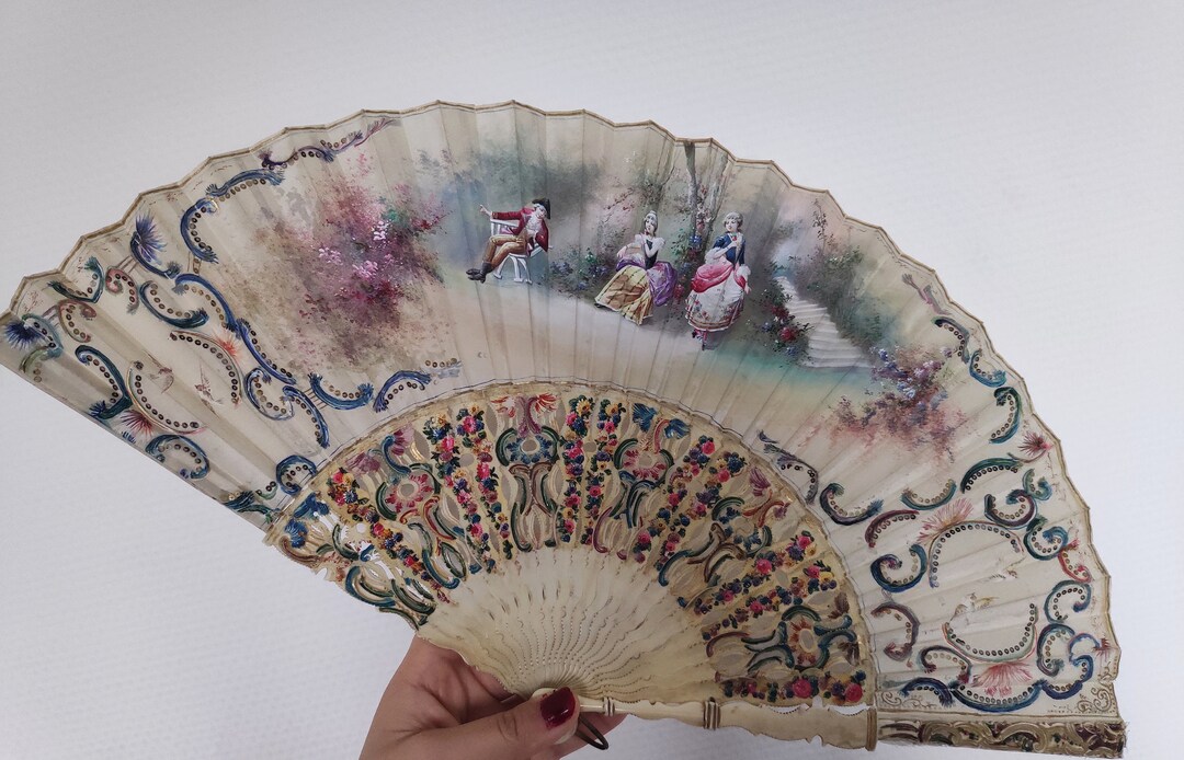 Antique Hand Painted Fan - Etsy