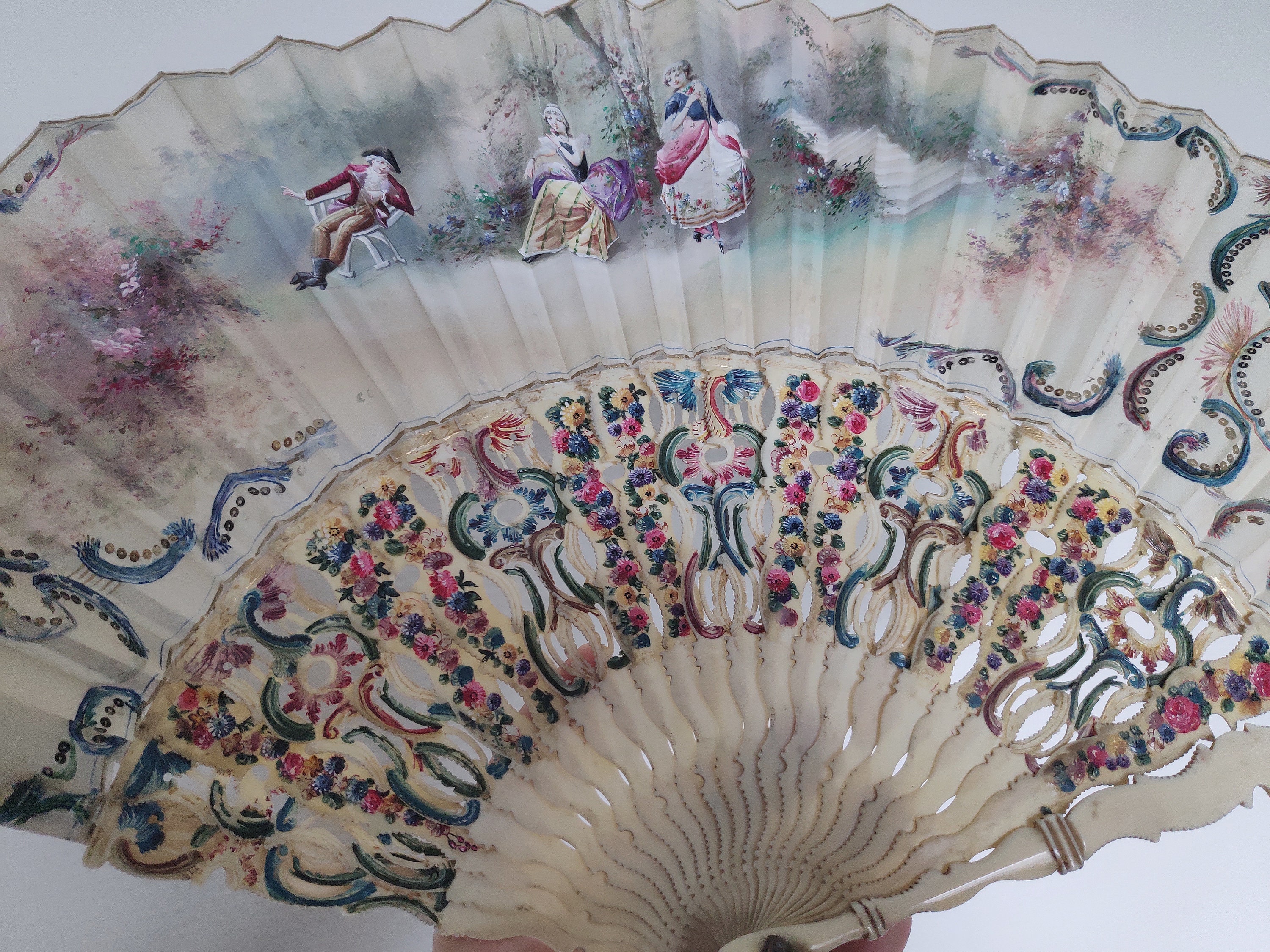 Antique Hand Painted Fan - Etsy