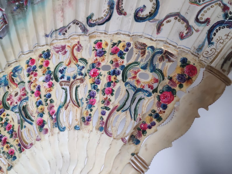 Antique Hand Painted Fan - Etsy