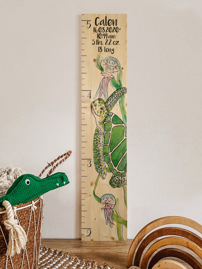 Maritime Nautical Turtle on Wood Height Measuring Board Ruler - Etsy