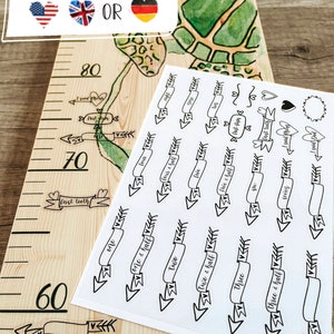 Maritime Nautical Turtle on Wood Height Measuring Board Ruler, Growth ...