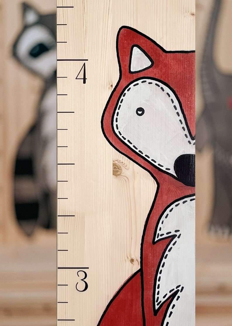 Farmhouse Boho Fox Wooden Measurement Ruler Growth Height | Etsy