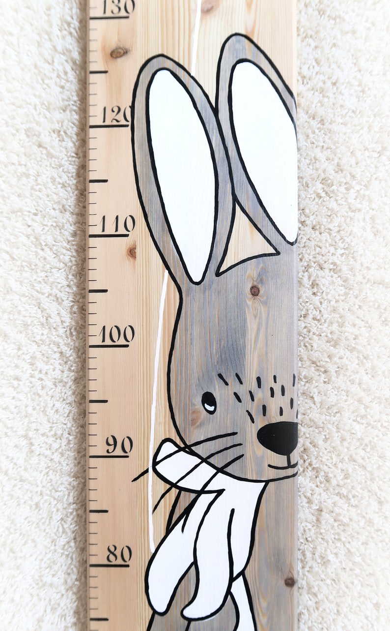 Personalized kids growth chart/ RABBIT/ BUNNY/ wooden natural/ | Etsy