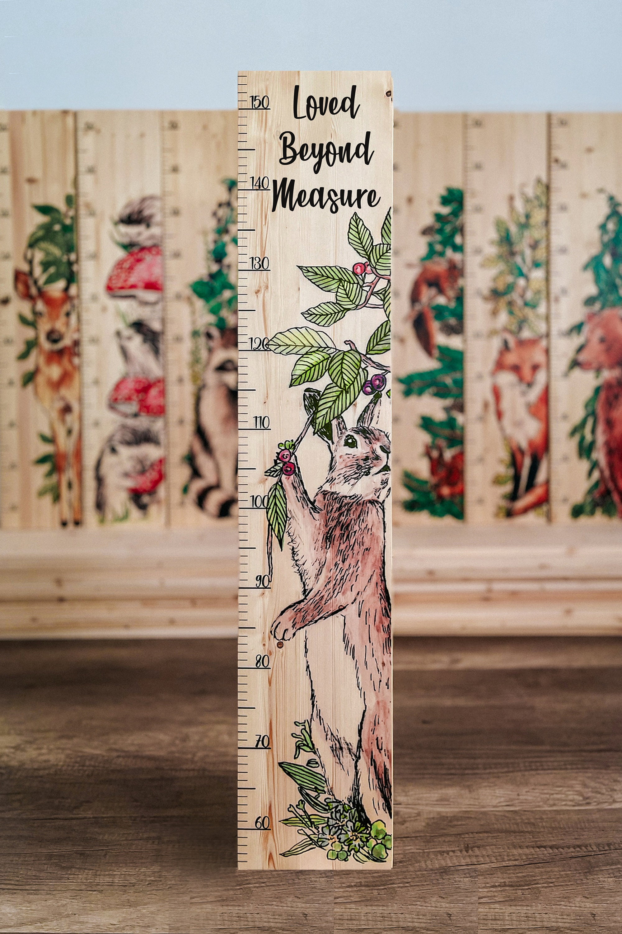 Wooden Growth Height Chart Ruler Rabbit Hare Bunny Measuring | Etsy