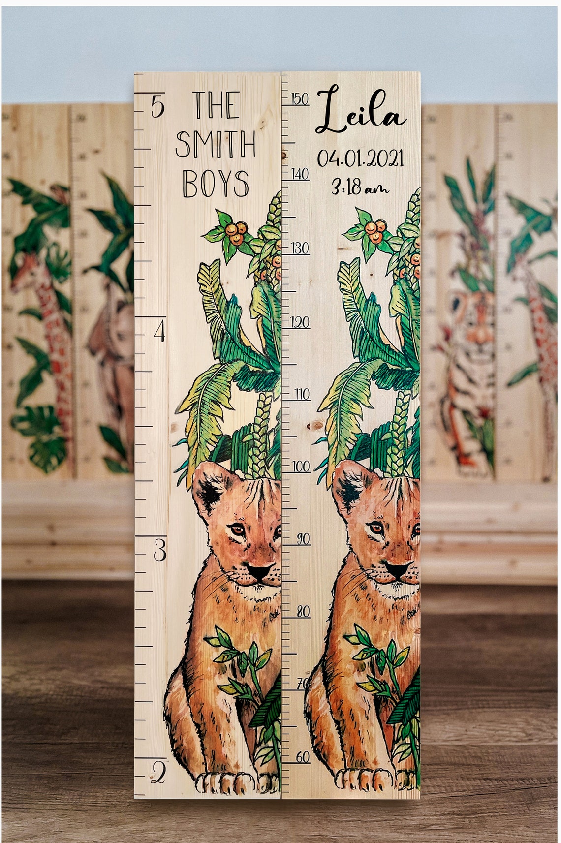 Wooden Height Chart Lion Custom Growth Chart Ruler With | Etsy