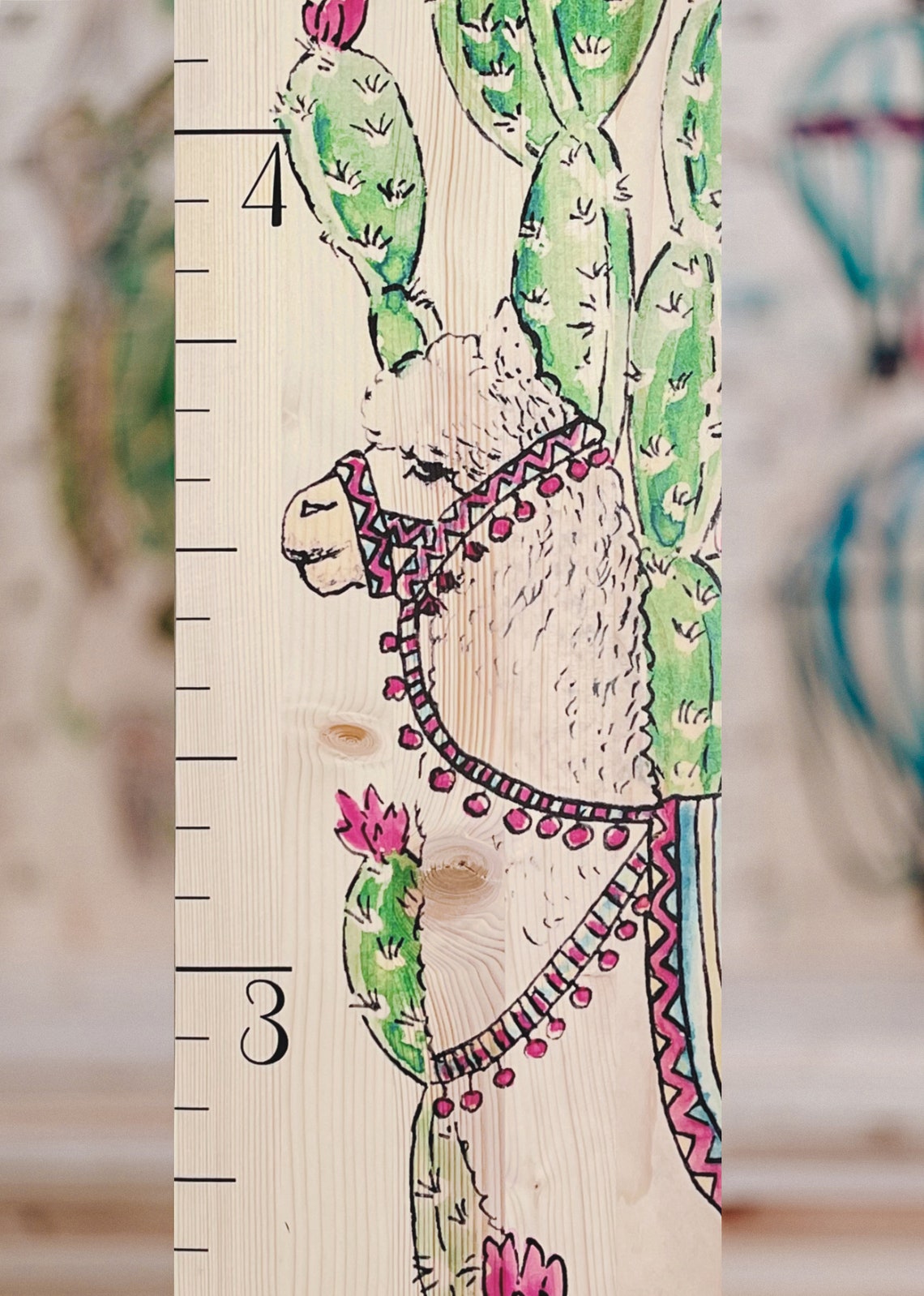 Lama Alpaca Wooden Height Chart Ruler Growth Chart for Kids | Etsy