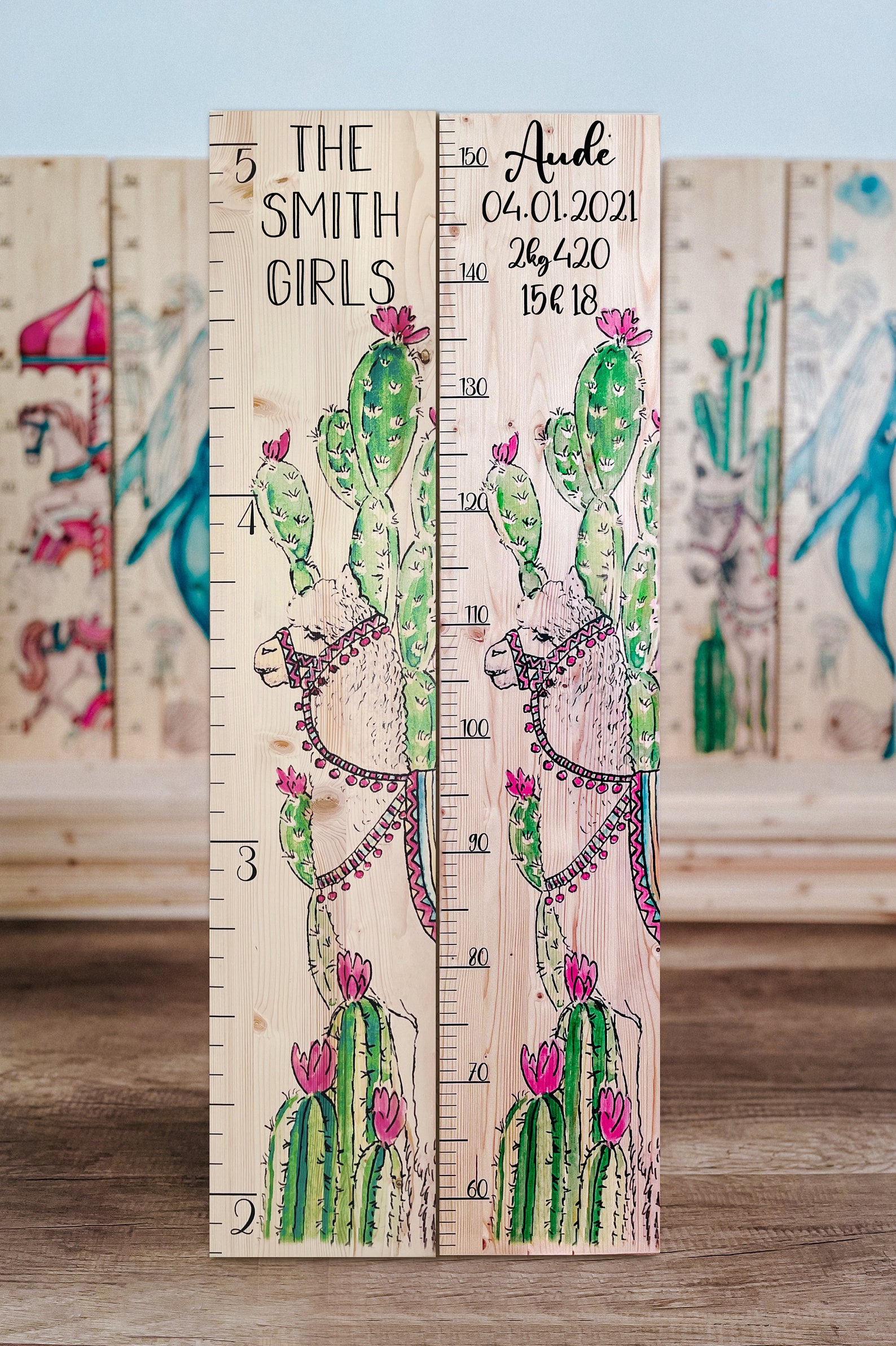 Lama Alpaca Wooden Height Chart Ruler Growth Chart for Kids | Etsy