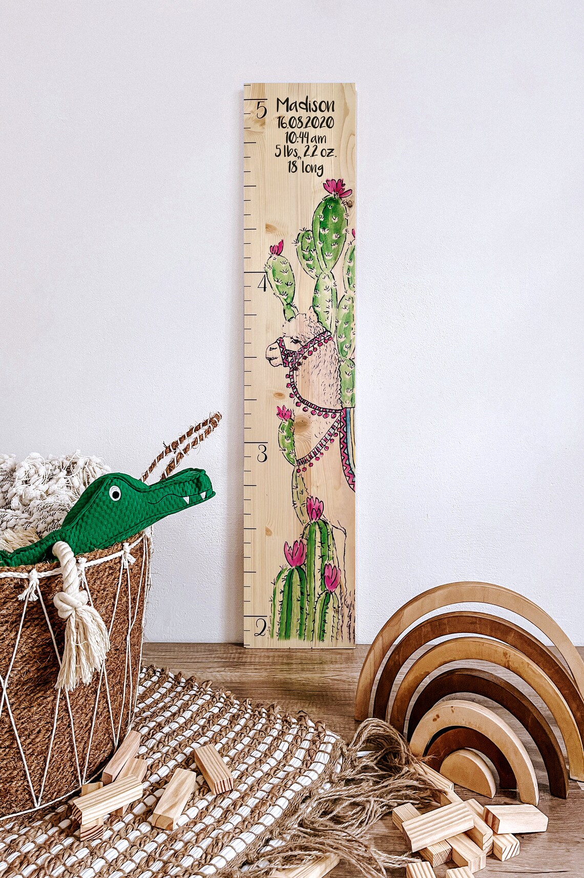 Lama Alpaca Wooden Height Chart Ruler Growth Chart for Kids | Etsy