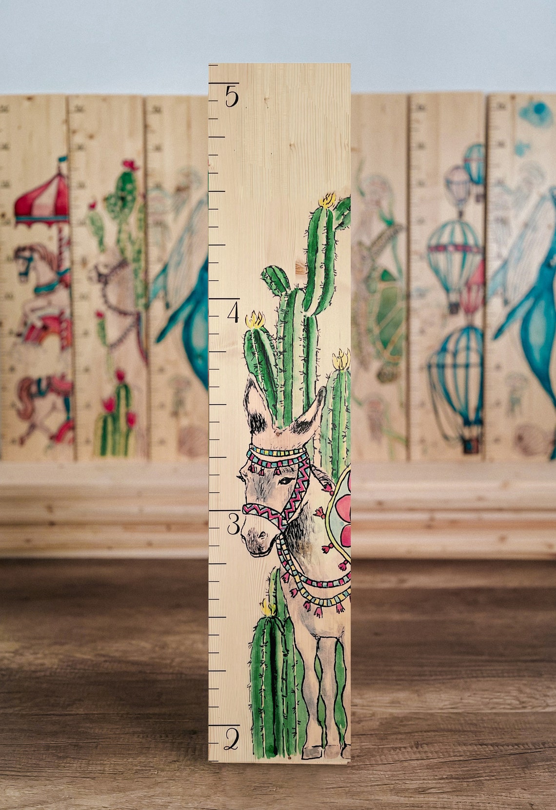 Height Growth Chart for Kids Donkey Personalized Woodland - Etsy