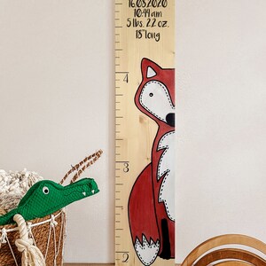 Farmhouse Boho Fox Wooden Measurement Ruler, Growth Height Measuring ...