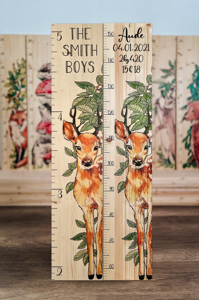Deer Wooden Height Growth Chart Ruler for Kids Roe Doe | Etsy