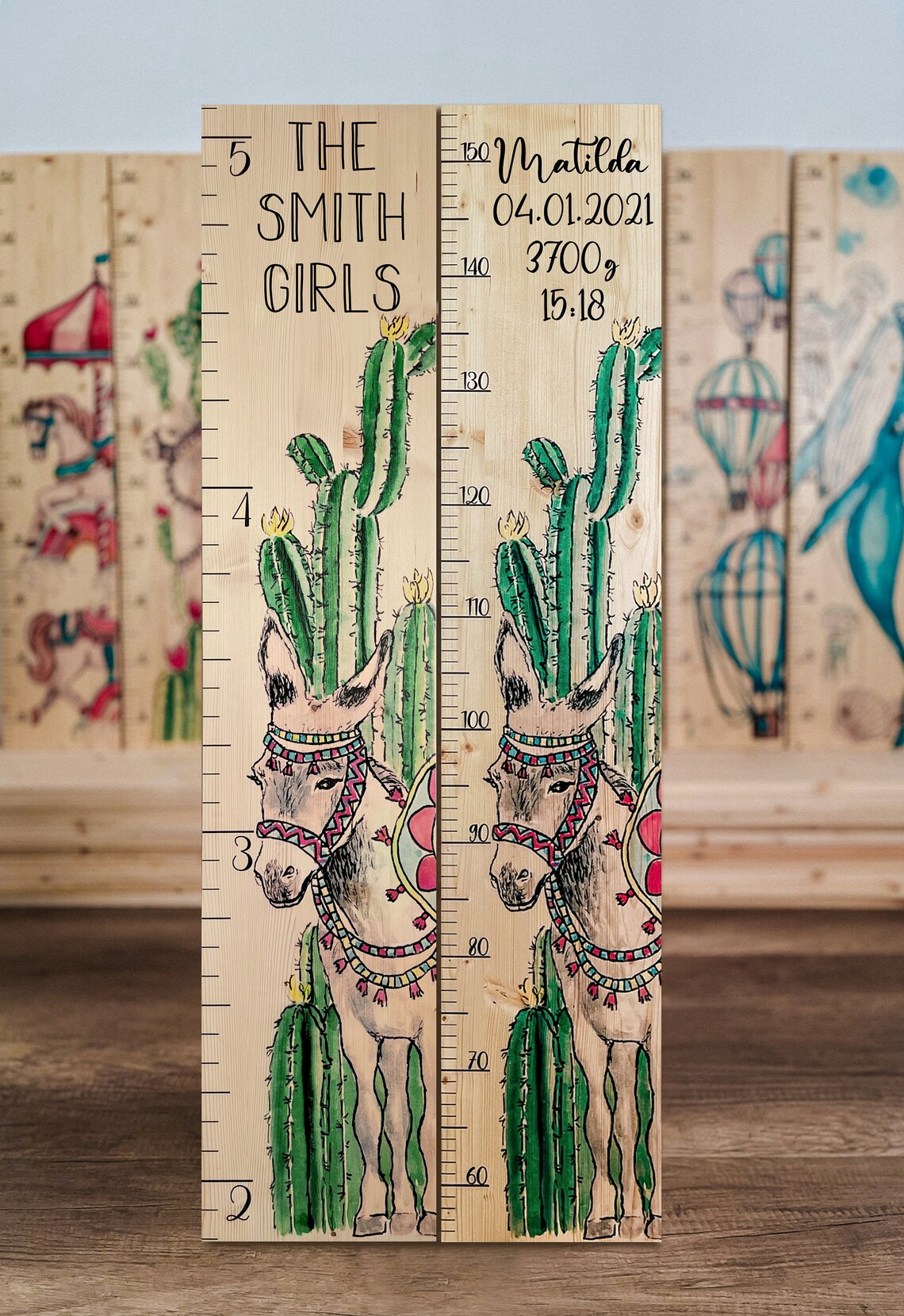 Height Growth Chart for Kids Donkey Personalized Woodland - Etsy