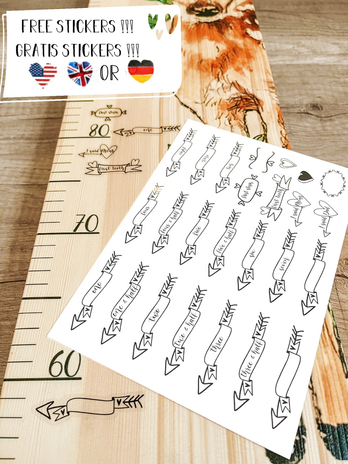 Deer Wooden Height Growth Chart Ruler for Kids Roe Doe | Etsy