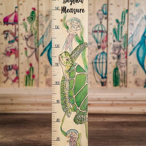 Maritime Nautical Turtle on Wood Height Measuring Board Ruler, Growth ...