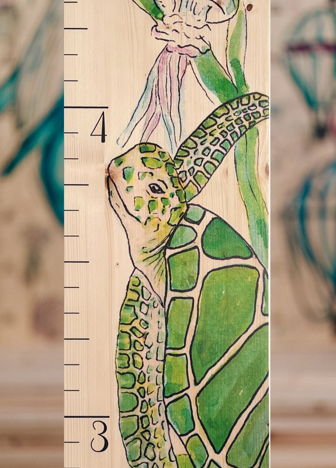 Maritime Nautical Turtle on Wood Height Measuring Board Ruler - Etsy